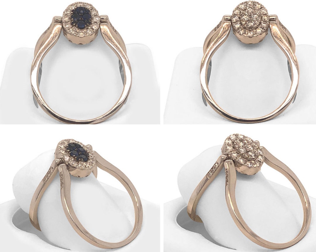 14K White Gold Sapphire Reversible Ring | Sapphire Diamond Reversible ...