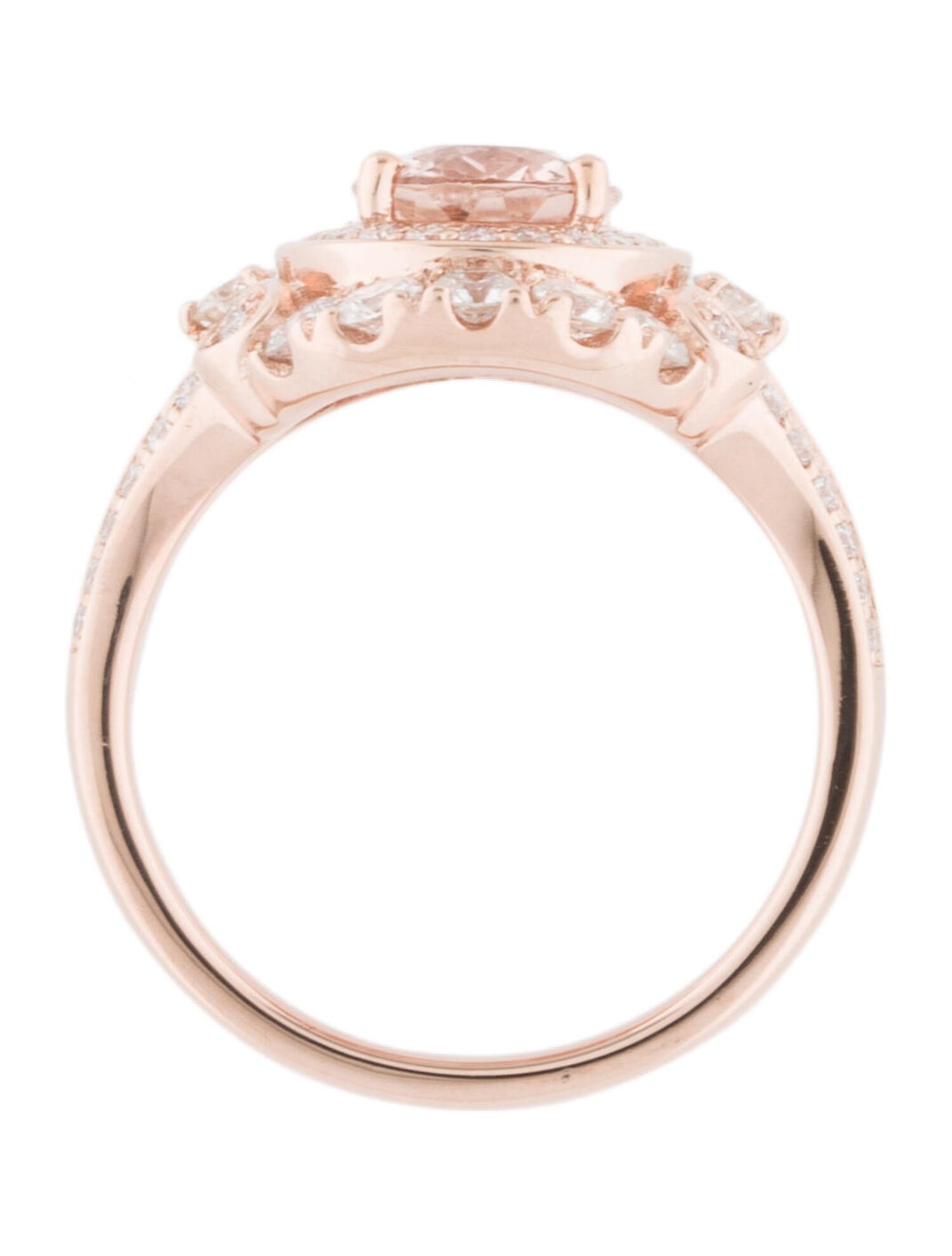 14K Rose Gold Oval Morganite & Diamond Regal Cocktail Ring - Etsy