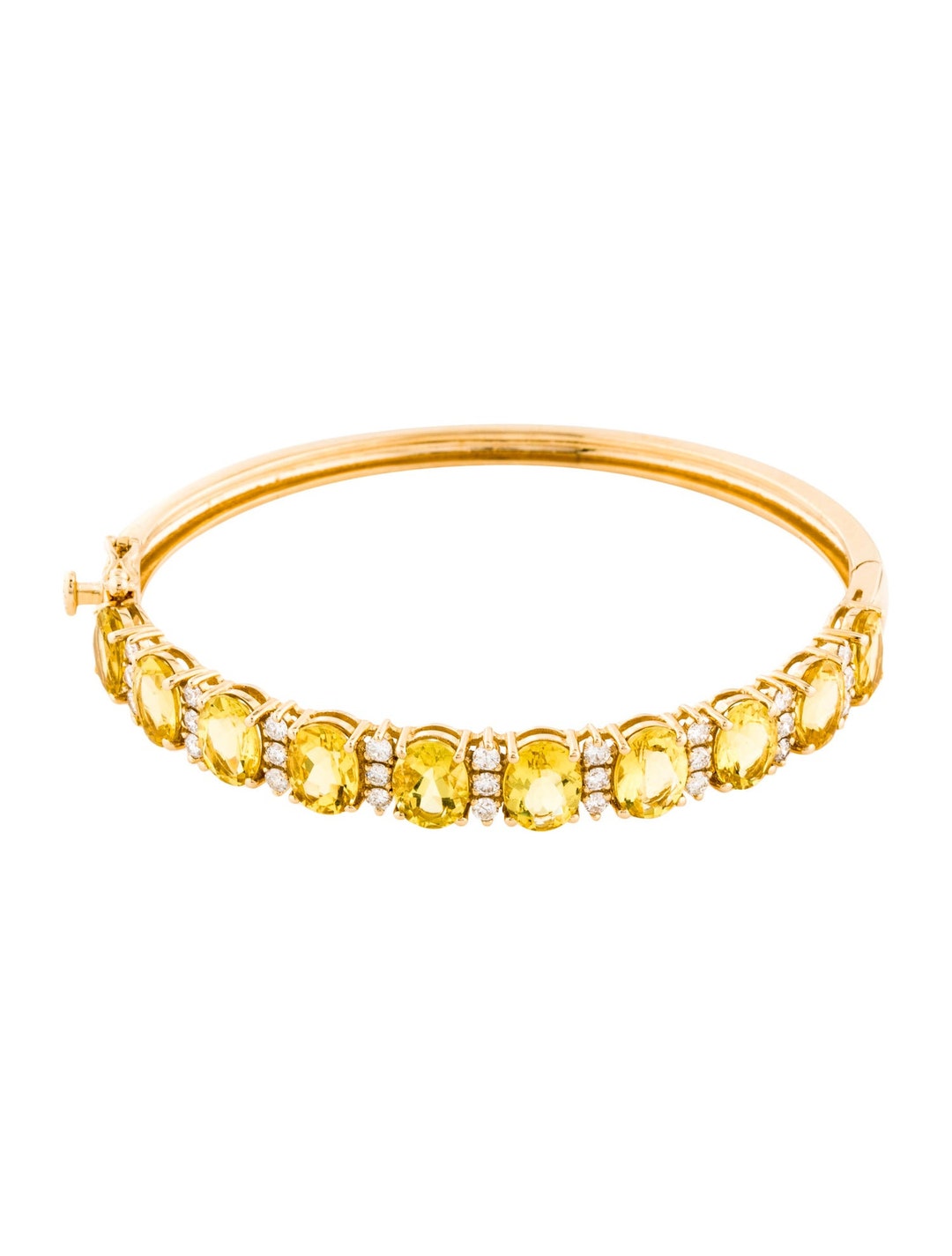 Oval Heliodor & Diamond 14K Yellow Gold Bangle | Oval Heliodor Bangle ...