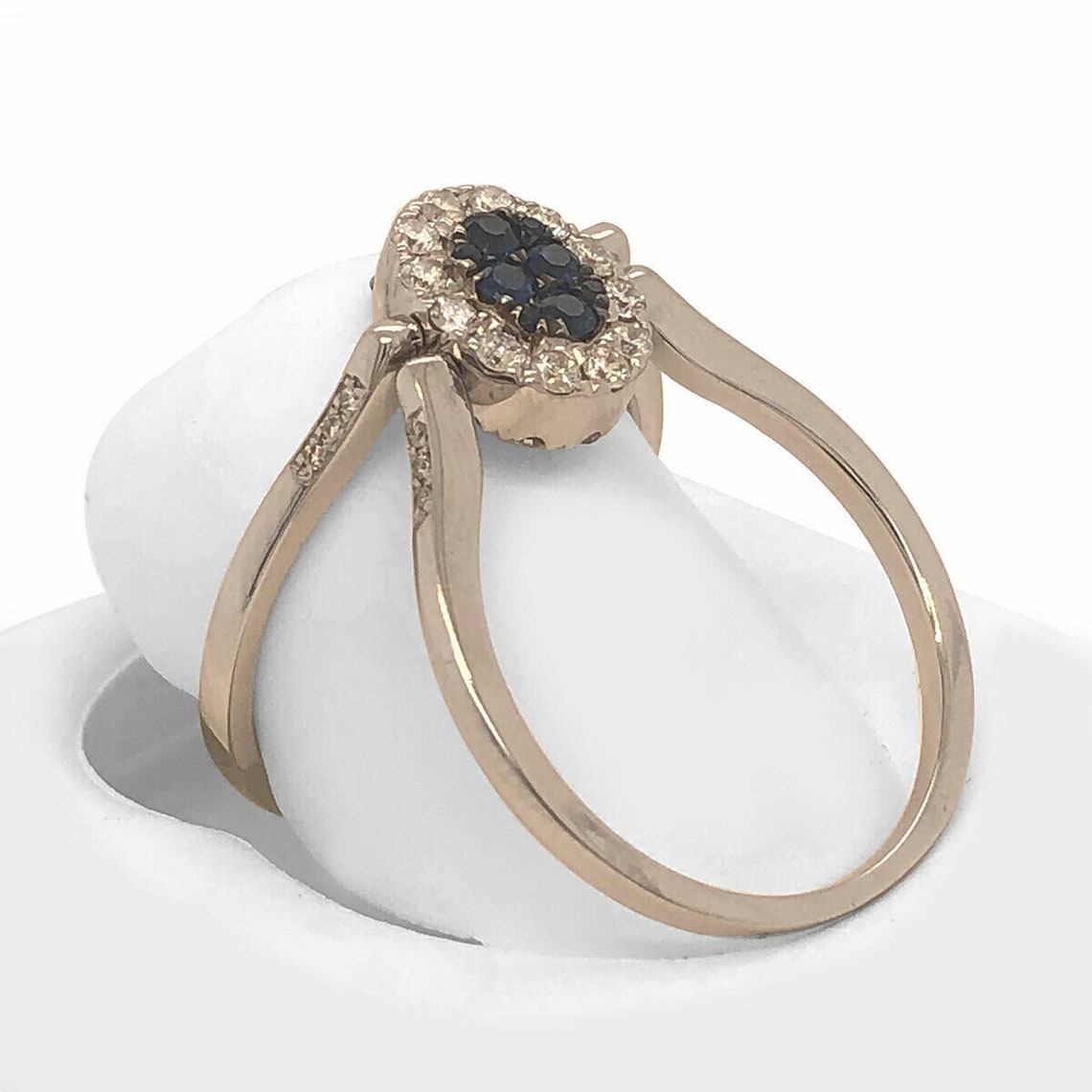 14K White Gold Sapphire Reversible Ring | Sapphire Diamond Reversible ...