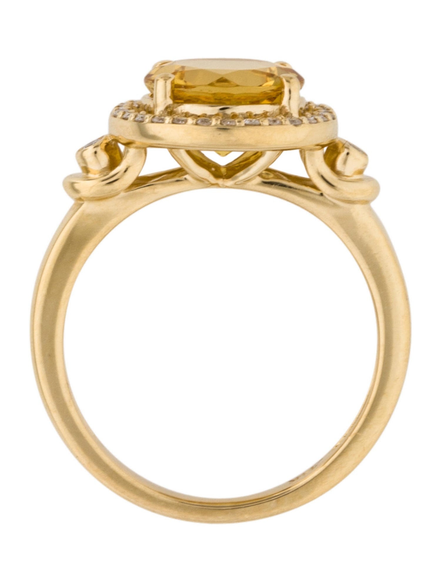 Round Heliodor & Diamond Cocktail Ring Round Yellow Beryl Diamond 14K ...