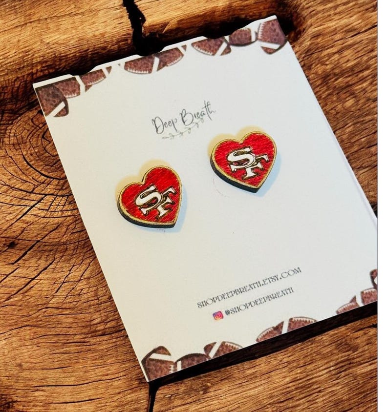 Football Season Wood Earrings, Football Teams Stud Earrings, Football ...