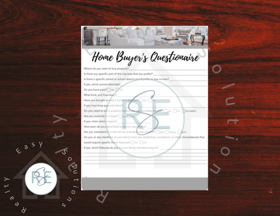 Real Estate Agent Home Buyers Worksheet, Real Estate, Realtor Tools ...