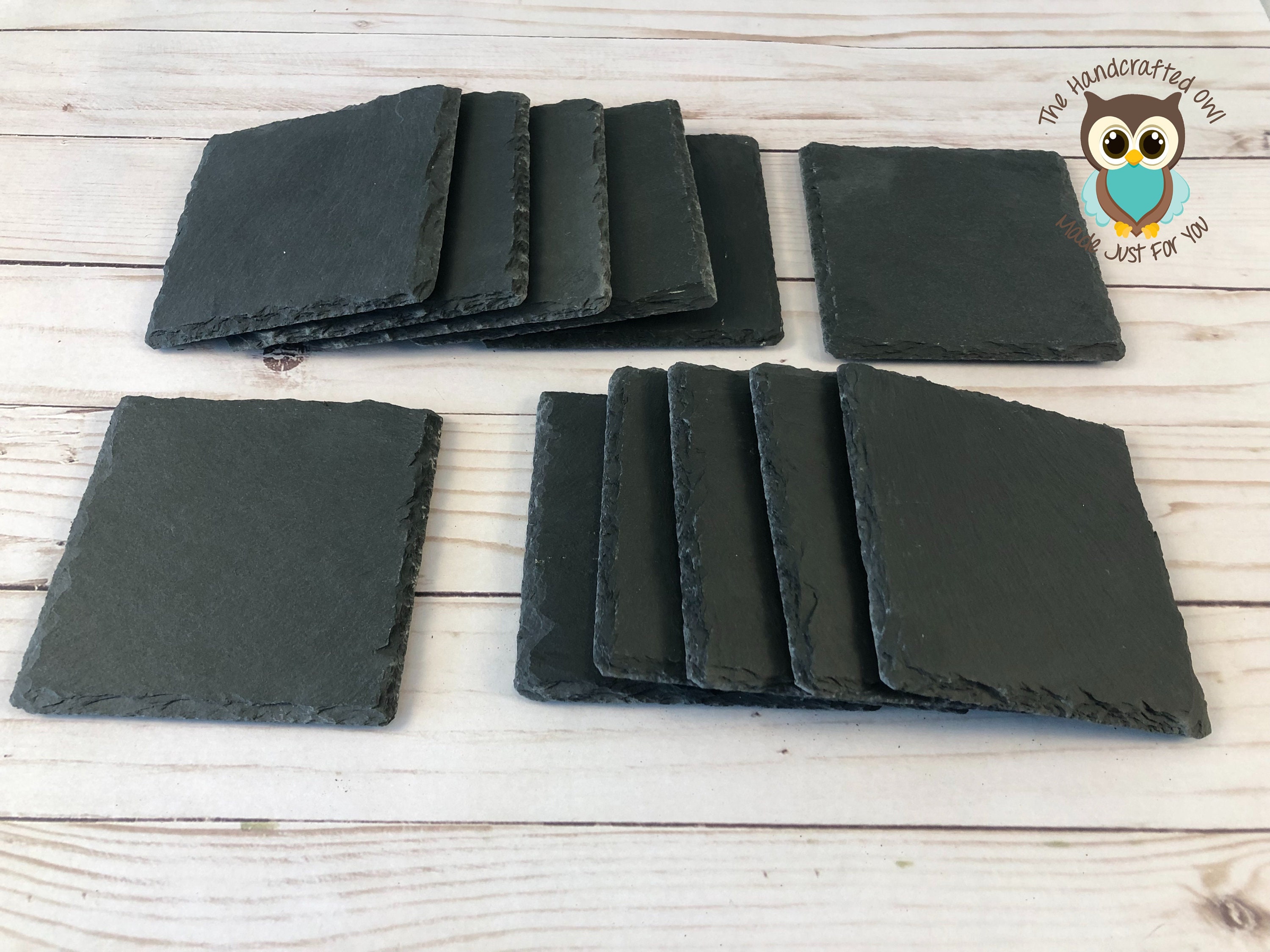 Slate Coasters (set of 16), Blank, Square, Natural Stone Coasters ...