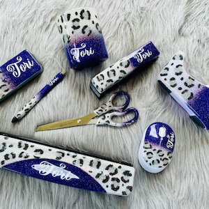 Personalized Office Supplies, Glitter Mouse, Glitter Desk Set - Etsy