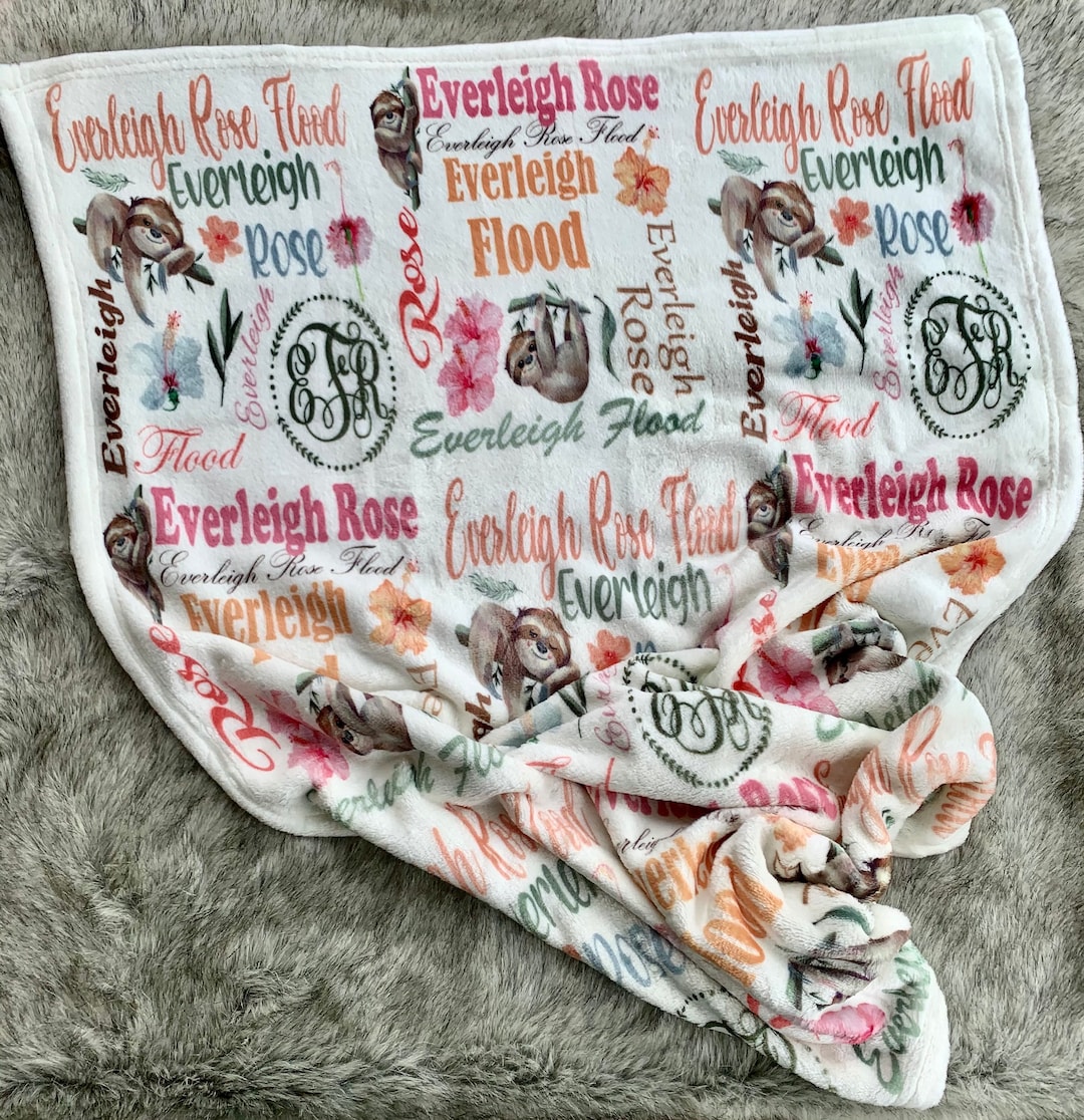 Sloth Baby Blanket, Sloth Personalized Baby Blanket, Personalized Crib ...