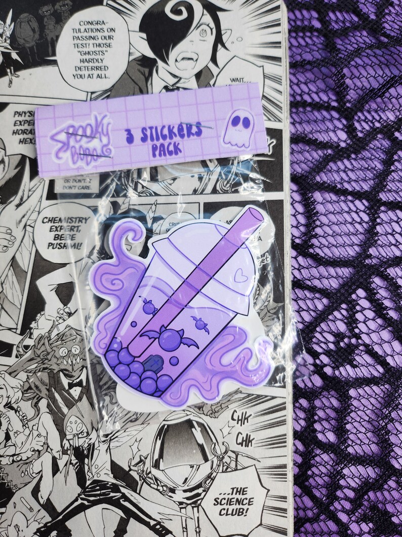 Boba Tea Ghost Sticker Set: Pastel Goth Kawaii Stickers - Etsy