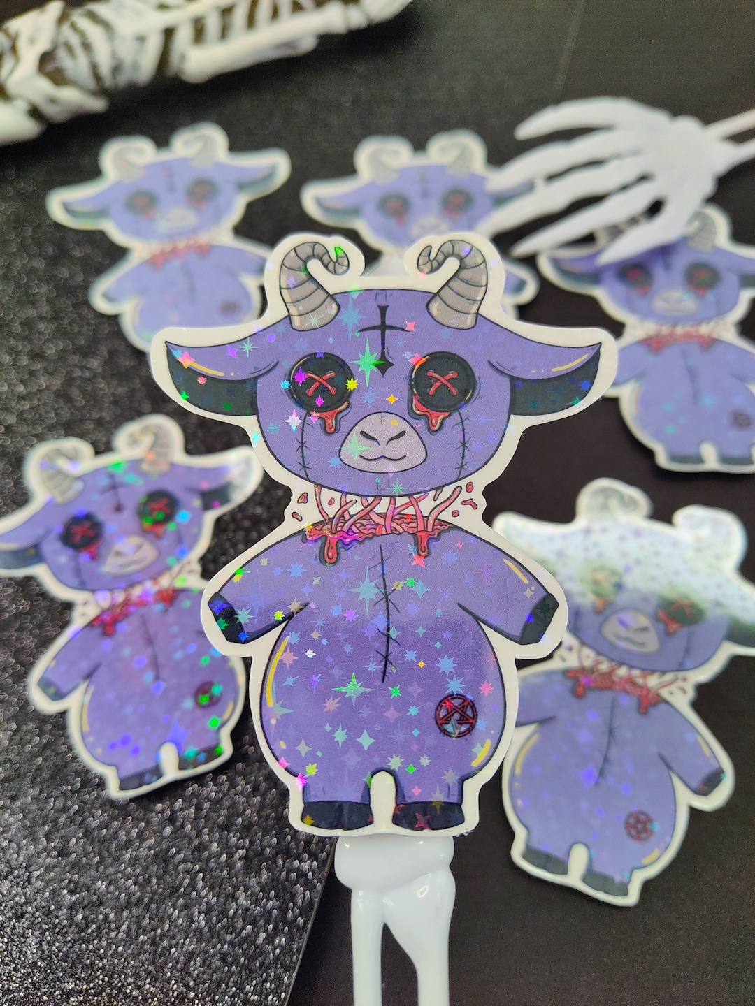 Creepy Goat Plush Vinyl Waterproof Stickers Goth Sticker Laptop Sticker ...