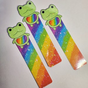Frog Bookmark Holographic Rainbow Frog Bookmark Cute Bookmark Cottage ...