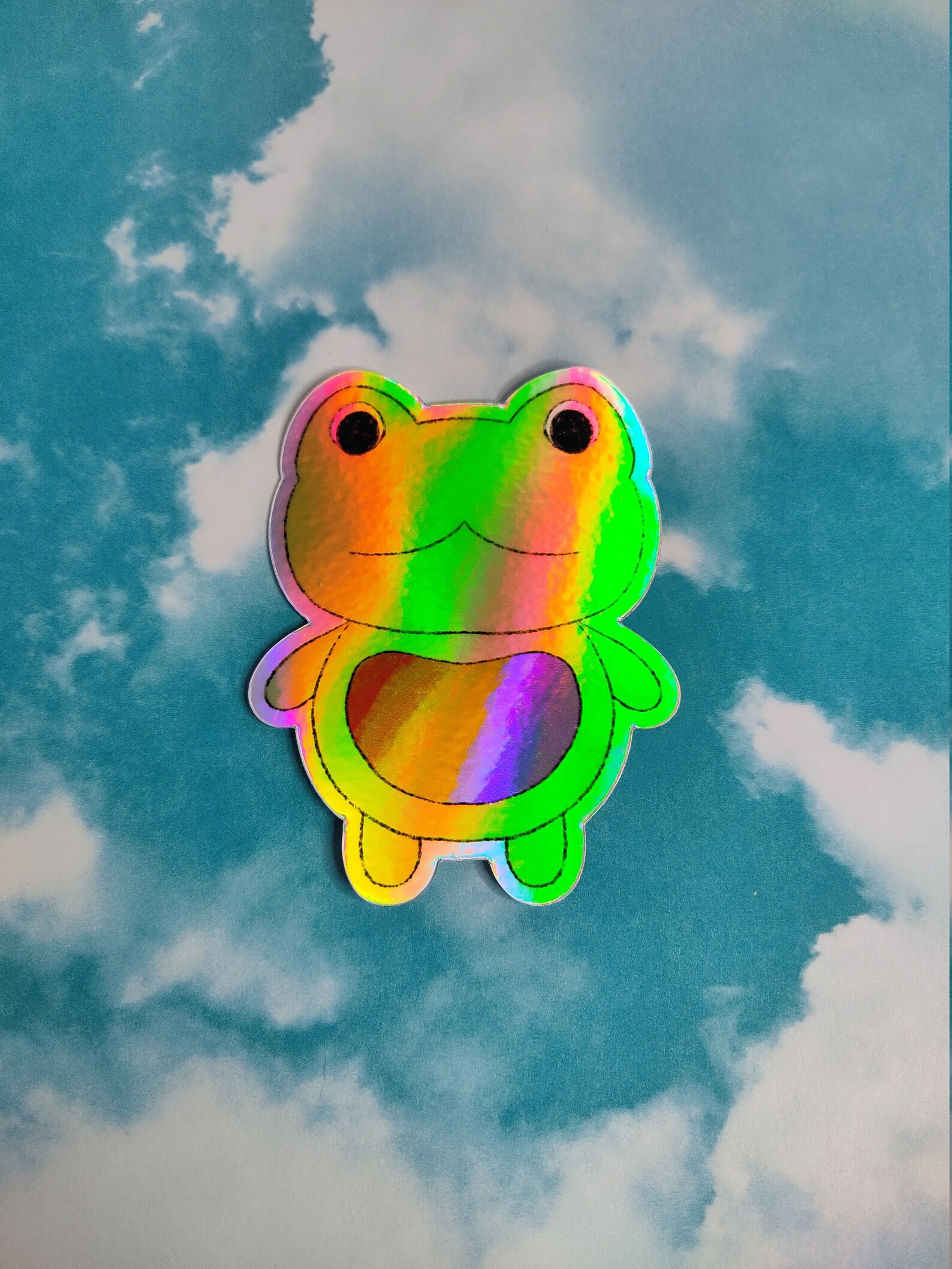 Rainbow Frog Holographic Waterproof Vinyl Sticker Cute Frog - Etsy