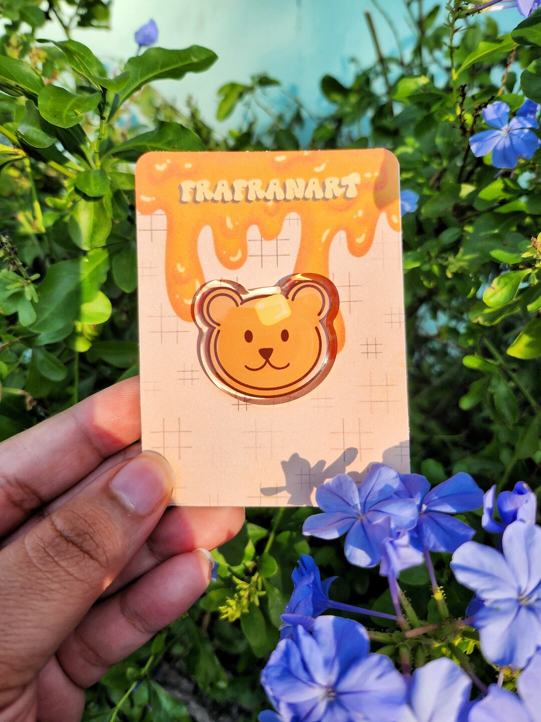 Pancake Bear Acrylic Pin With Rubber Backing Cute Pancake Acrylic Pin ...