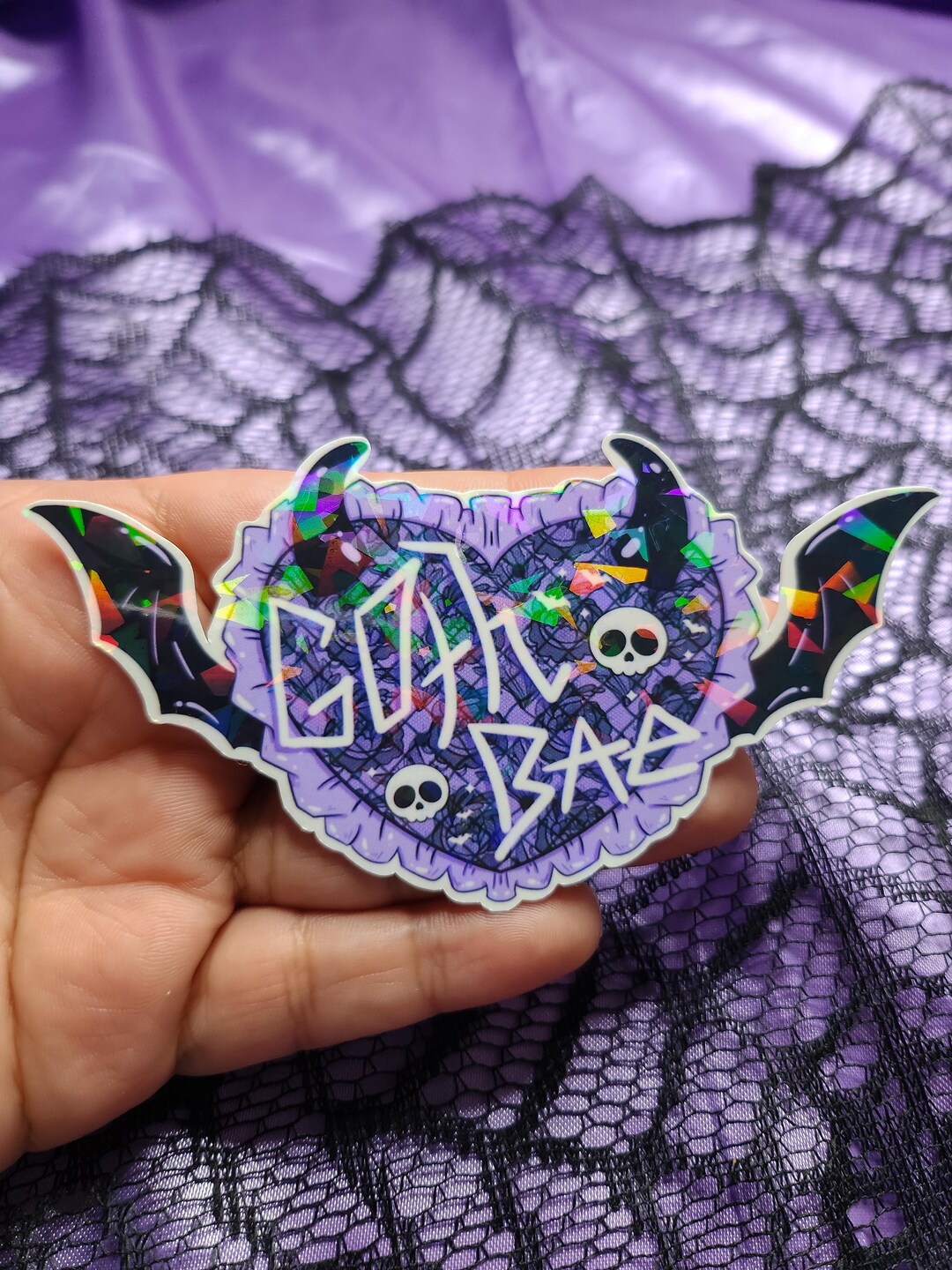 Holographic Goth Sticker: Waterproof Pastel Goth Laptop Decal - Etsy