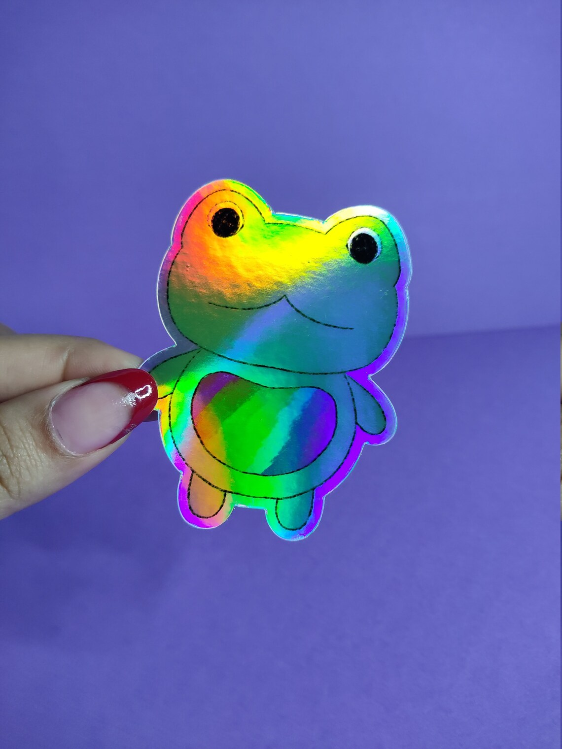 Rainbow Frog Holographic Waterproof Vinyl Sticker Cute Frog - Etsy
