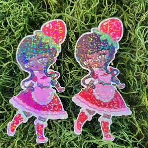 Strawberry Girl Glitter Vinyl Sticker: Kawaii Laptop Decal - Etsy