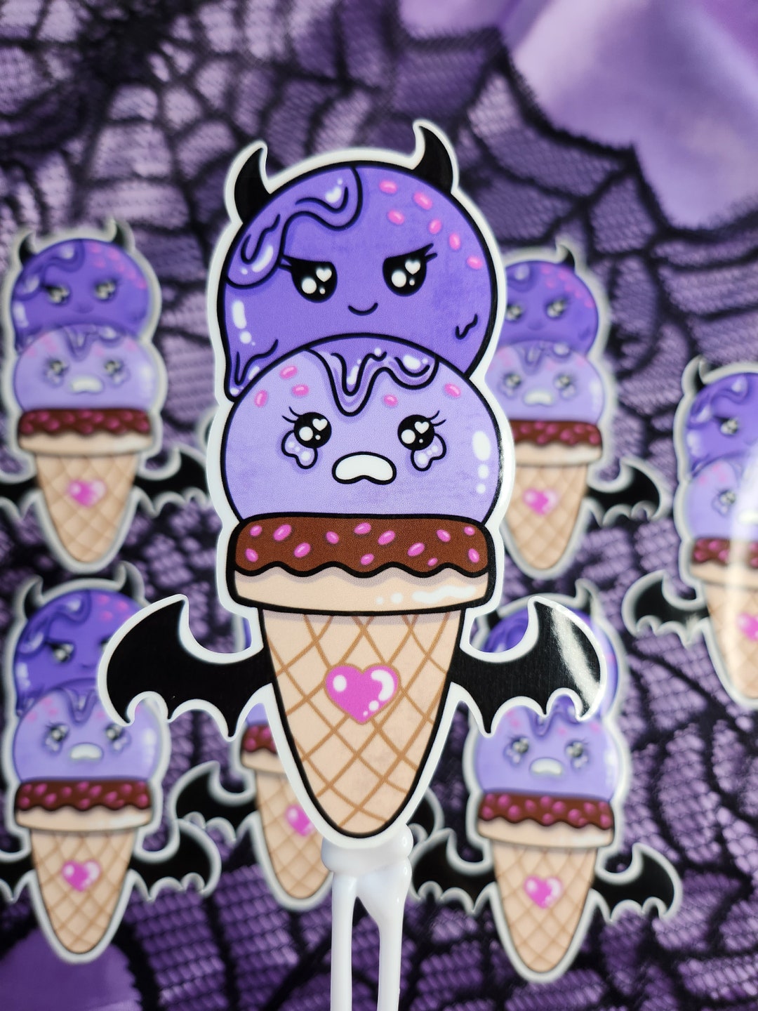 Spooky Ice Cream Cone Sticker: Pastel Goth Waterproof Vinyl - Etsy