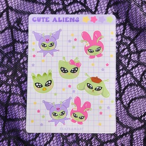 Kawaii Alien Sticker Sheet Stationary Journaling Stickers Space ...