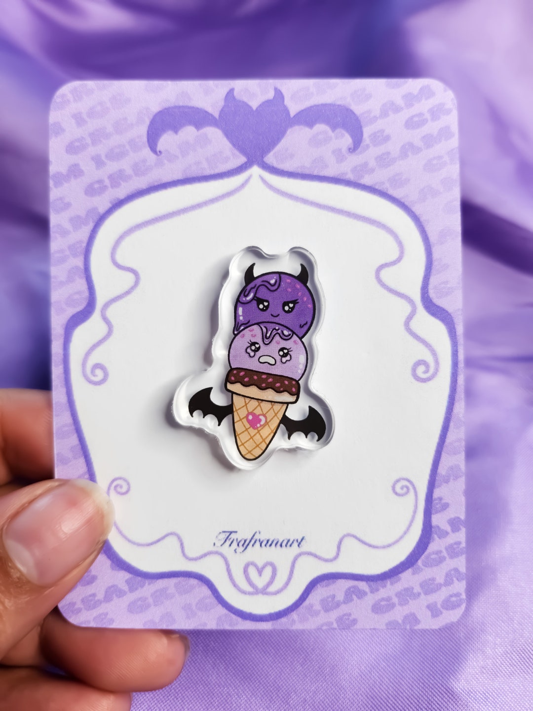 Ice Cream Acrylic Pin/ Purple Ice Cream/kawaii Creepy/ Pastel Goth ...