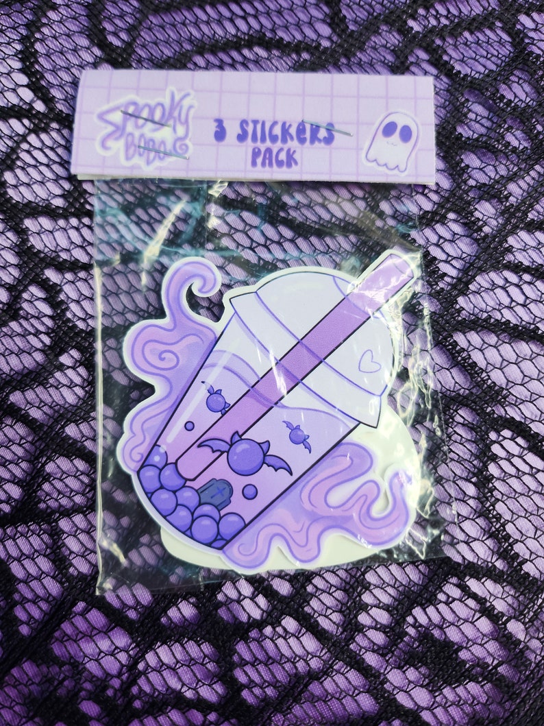 Boba Tea Ghost Sticker Set: Pastel Goth Kawaii Stickers - Etsy