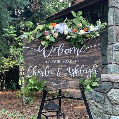 Welcome to Our Forever Sign Welcome Wedding Sign Rustic - Etsy