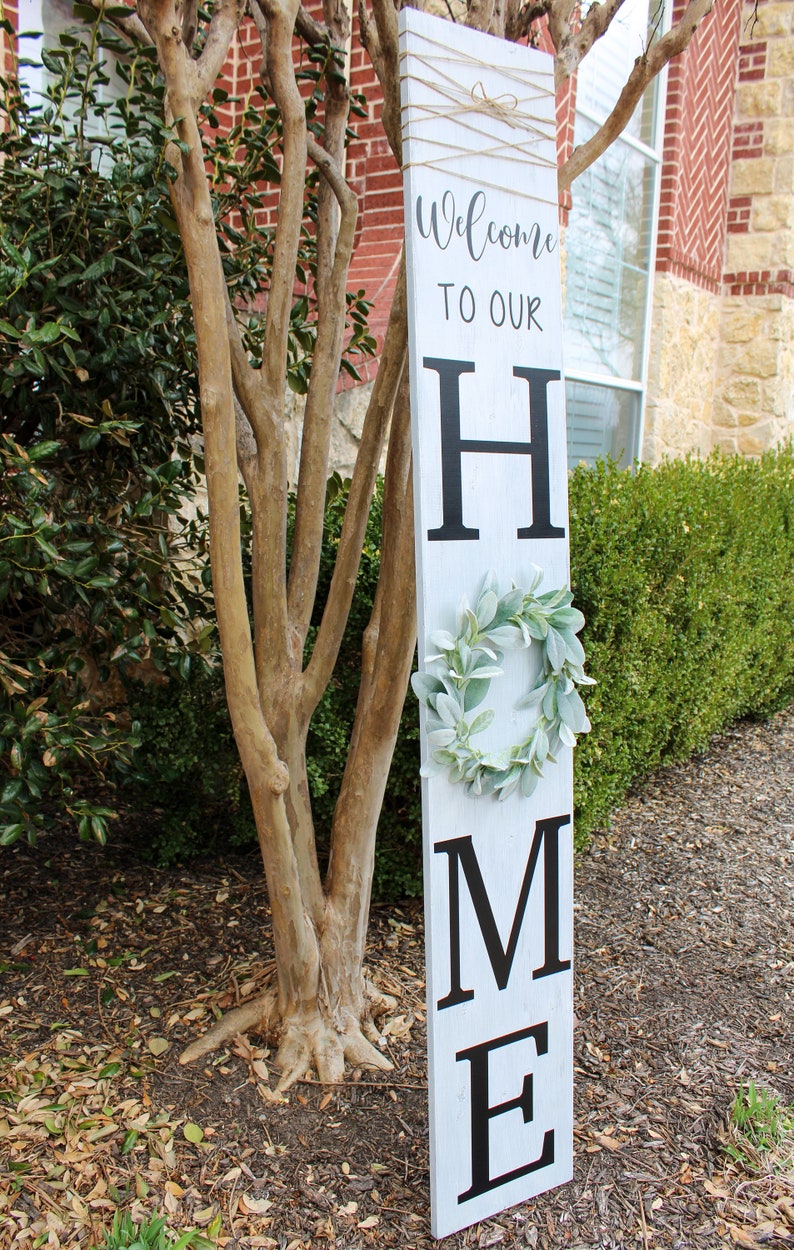Welcome to Our Home Wood Sign Home Sign With Wreath - Etsy