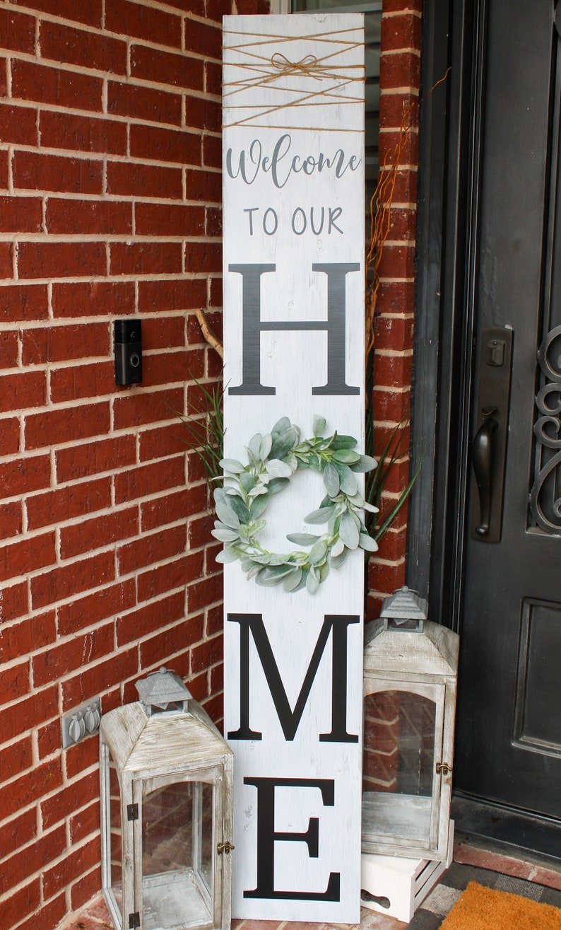 Welcome to Our Home Wood Sign Home Sign With Wreath - Etsy