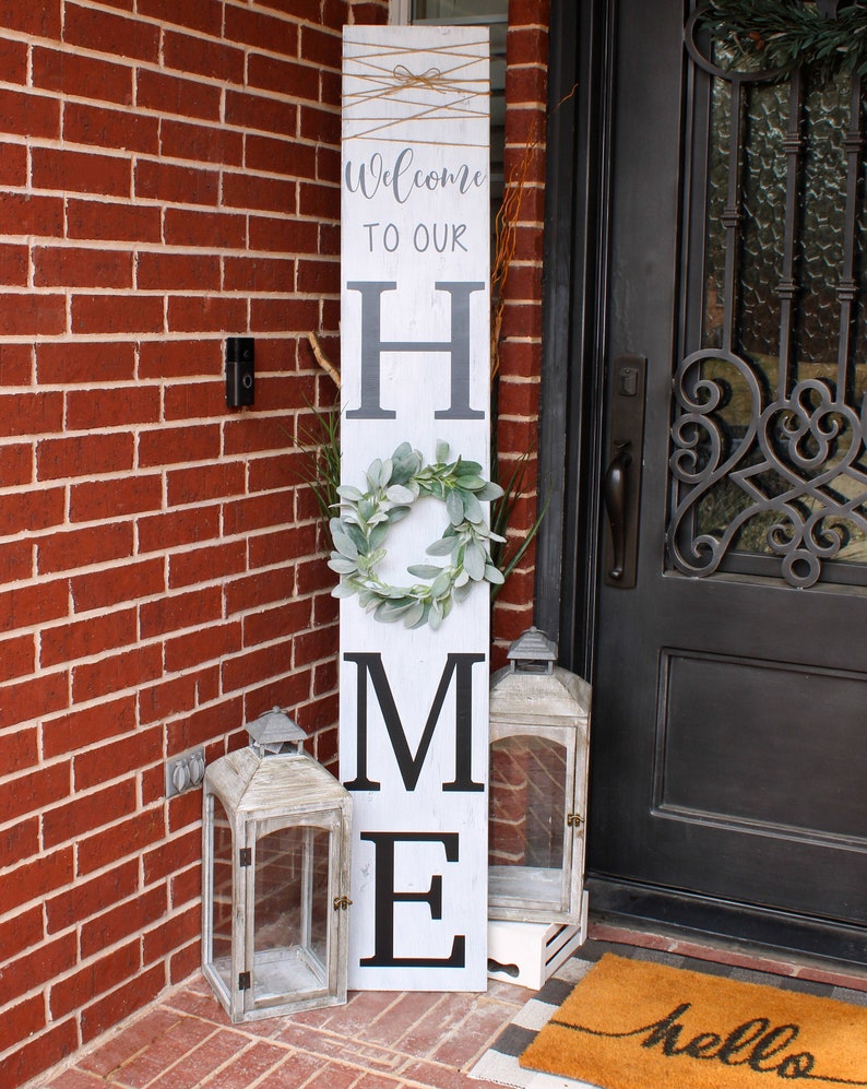 Welcome to Our Home Wood Sign Home Sign With Wreath - Etsy