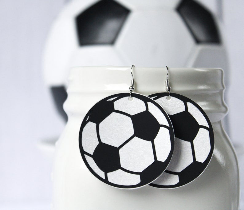 Soccer Leather Earrings Soccer Mom Earrings Teardrop Soccer Earrings ...