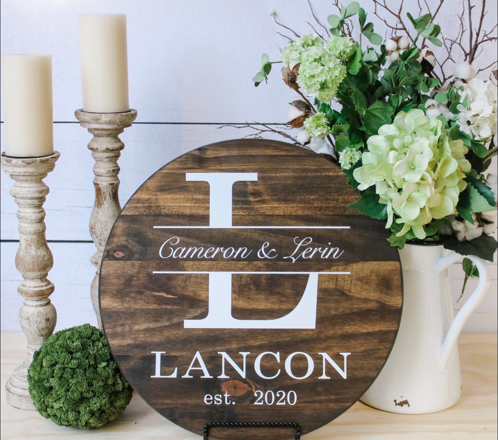 Personalized Round Monogram Wood Sign Personalized Wedding Gift Last ...