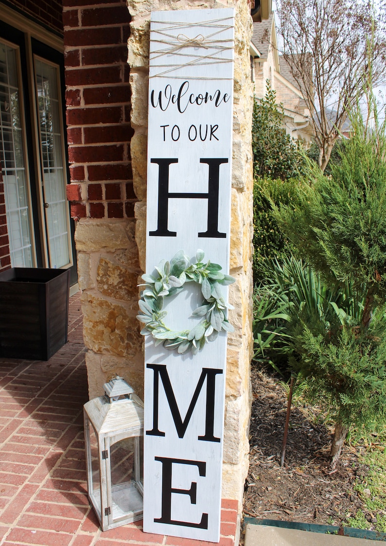 Welcome to Our Home Wood Sign Home Sign With Wreath - Etsy