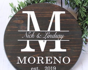 Personalized Family Name Round Wood Sign, Established Year Sign, Last ...