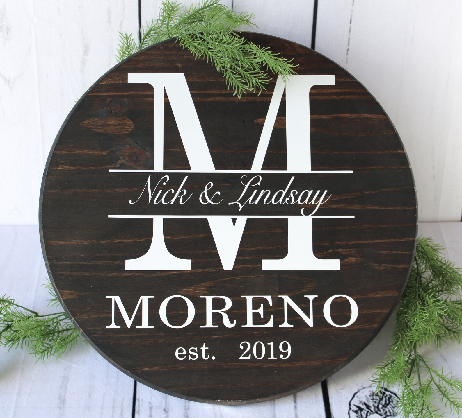 Personalized Round Monogram Wood Sign Personalized Wedding Gift Last ...