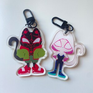 Spiderverse Spider-cat Keychains | 2.5" X 2" Double-sided Acrylic ...
