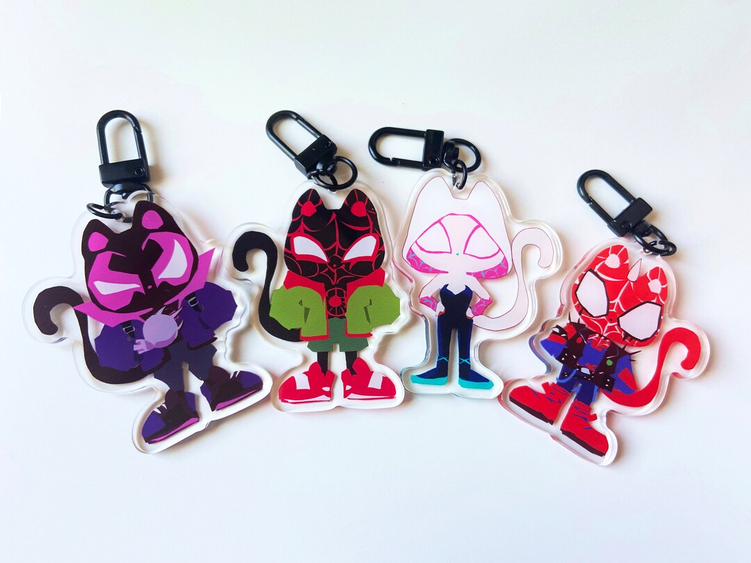 Spiderverse Spider-cat Keychains | 2.5" X 2" Double-sided Acrylic ...