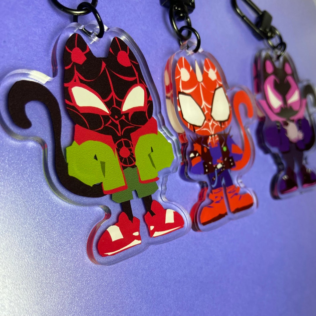 Spiderverse Spider-cat Keychains 2.5 X 2 Double-sided Acrylic Keychain ...