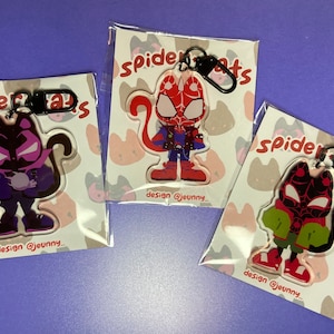 Spiderverse Spider-cat Keychains | 2.5" X 2" Double-sided Acrylic ...