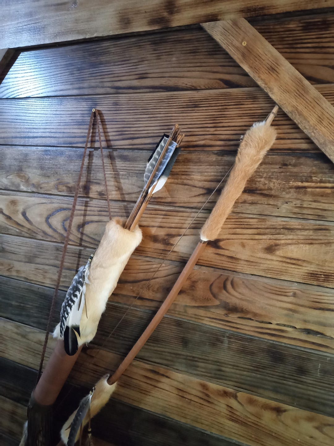 71.25" Reenactment Decorative Hickory Long Bow 28lbs Draw W/decorative ...