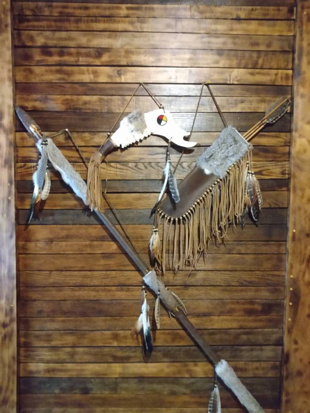 Agate Spear & Buffalo Jawbone Club Wall Decor: Leather Quiver Set - Etsy