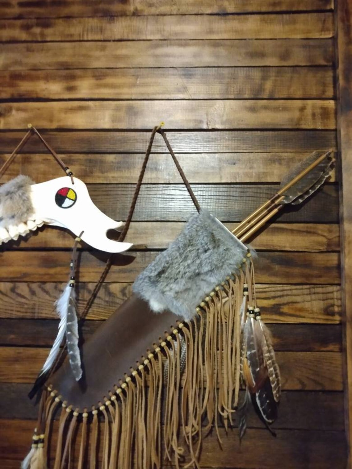 Agate Spear & Buffalo Jawbone Club Wall Decor: Leather Quiver Set - Etsy