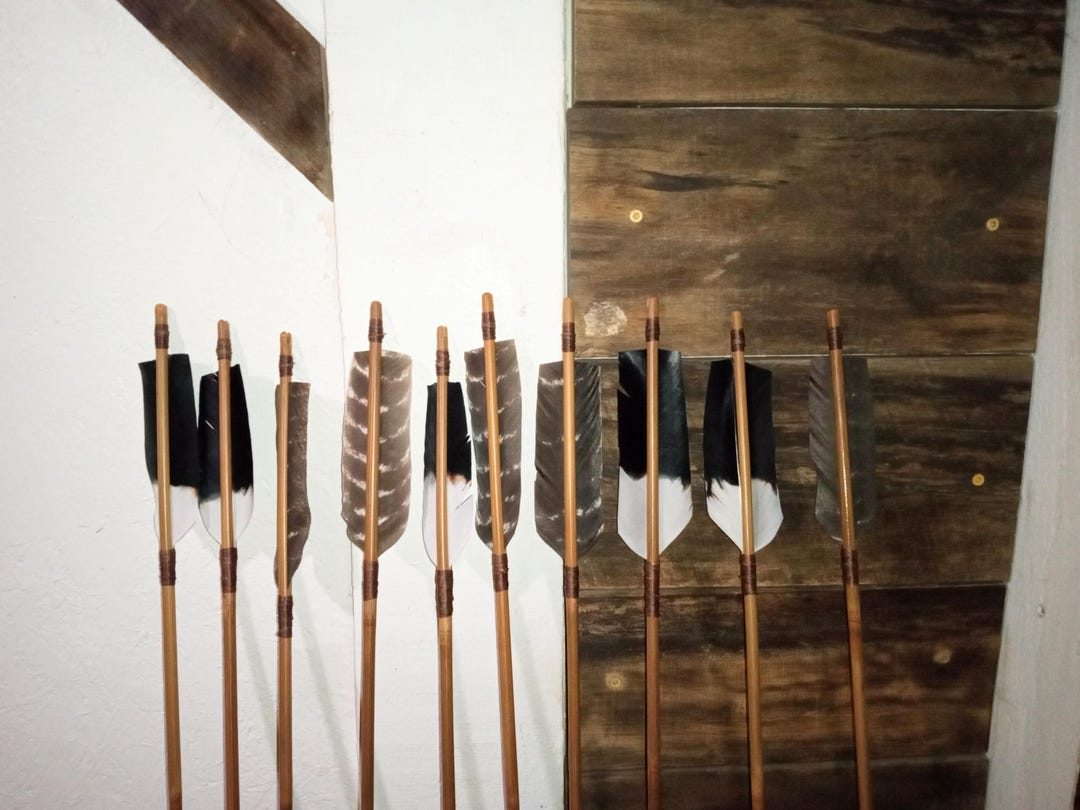 10 Pcs/unit 33" Traditional Arrows With Stamped Steel & Carved Bone ...