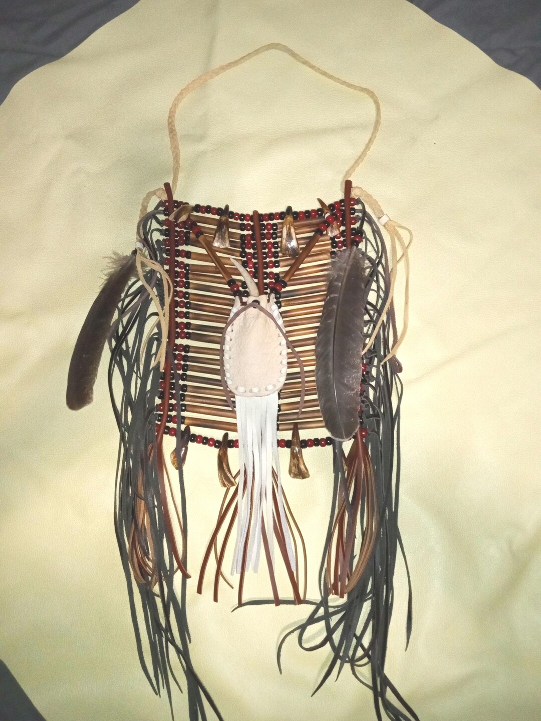 Wearable Warrior Breastplate With Leather Pouch & Agate Antler Dagger ...