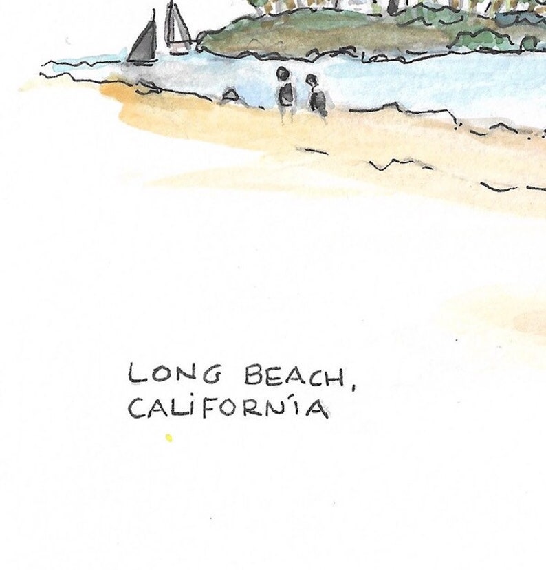 Long Beach California Watercolor Print - Etsy