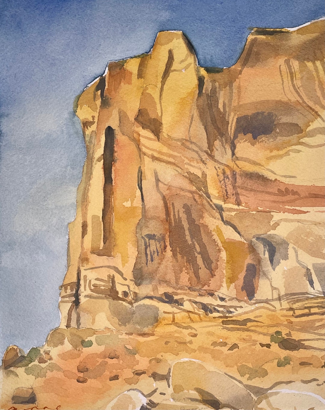 Scenic Red Rock Cliffs Monument Valley Arizona Original Watercolor ...