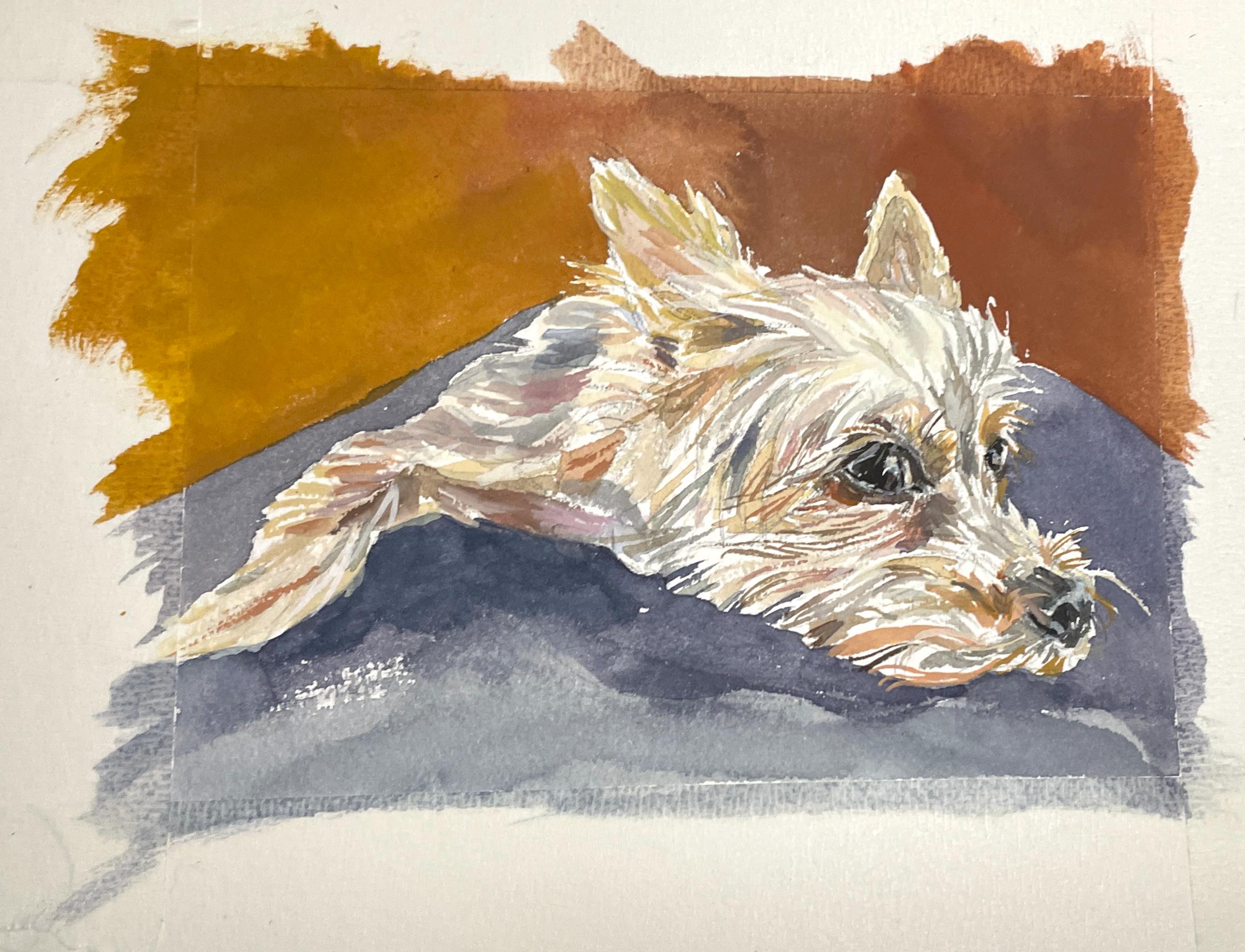 Teacup Yorkie Original Gouache Pet Portrait Dog Painting - Etsy