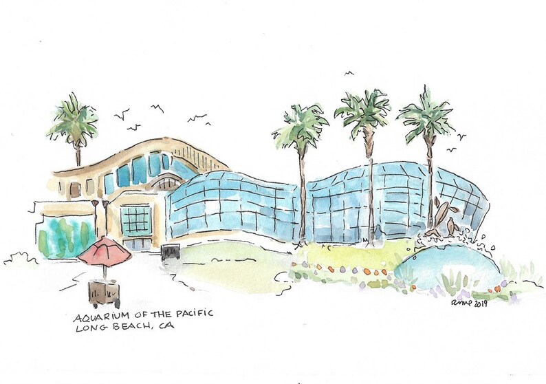 Long Beach California Watercolor Print - Etsy