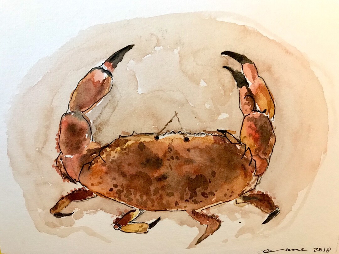 Crab, Original Watercolor Painting - Etsy