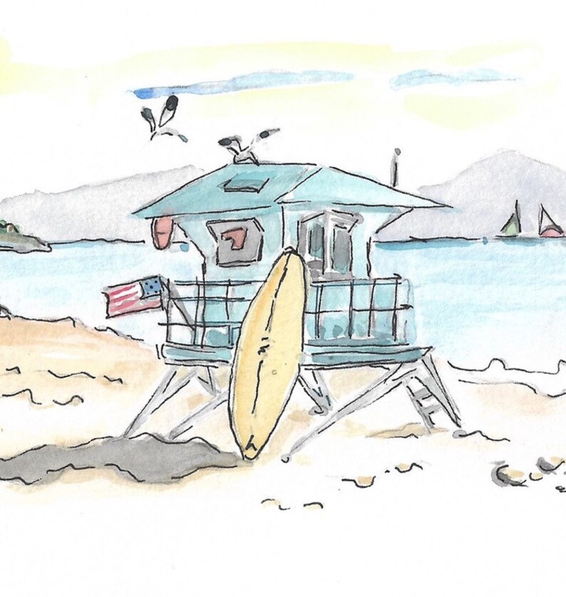 Long Beach California Watercolor Print - Etsy