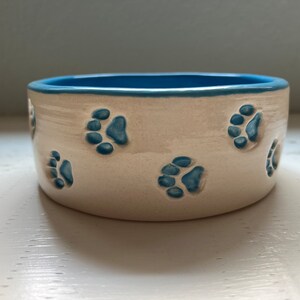 Bowl With Paw Prints in Blue and White Dog Bowl Water Bowl - Etsy