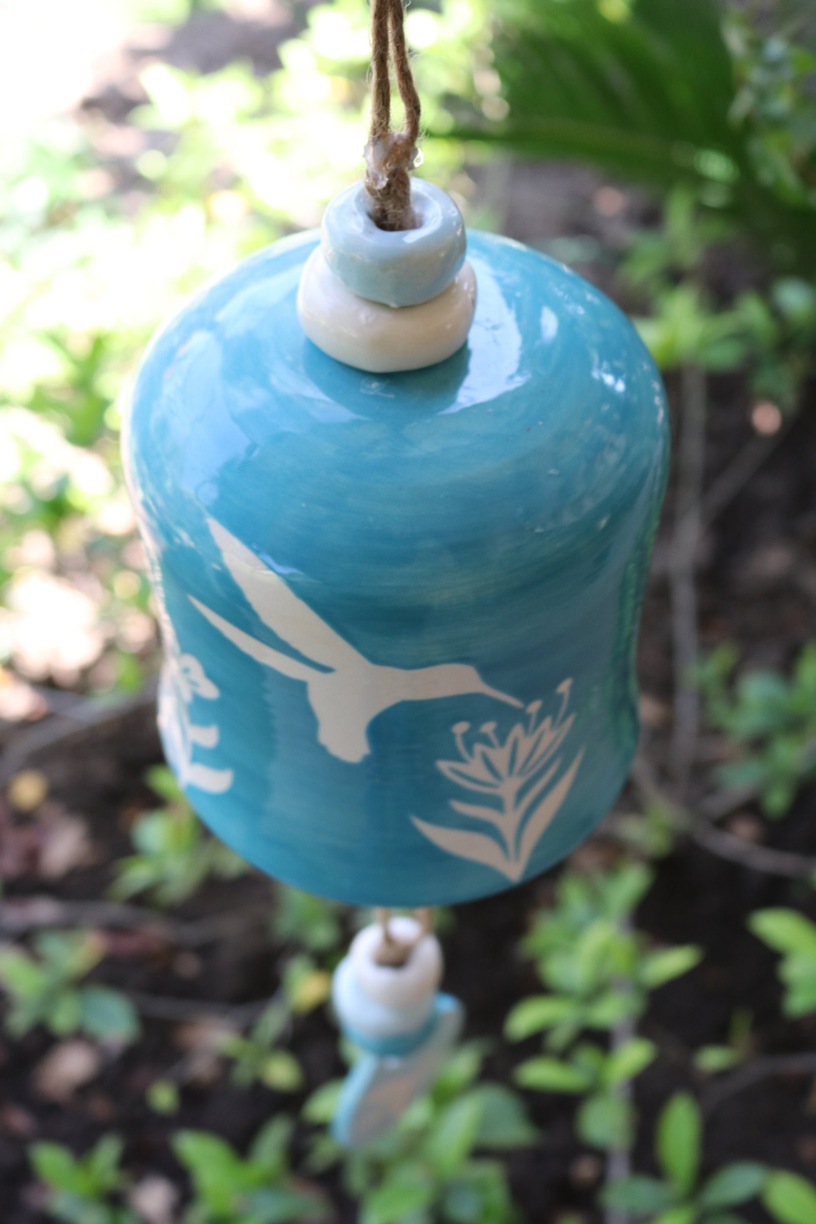 Hummingbird Windchime in Blue and White Ceramic Wind Chime - Etsy