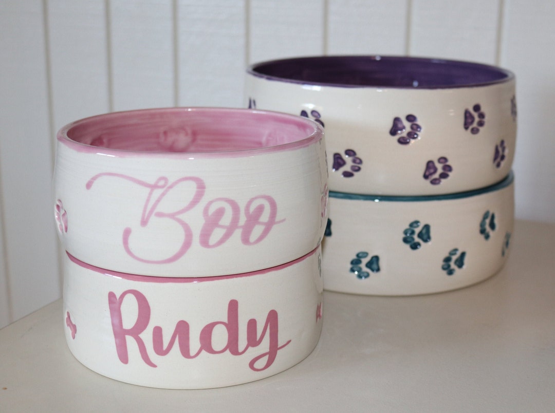 Personalized Ceramic Pet Bowl: Handmade Pottery, Custom Dog or Cat Bowl ...