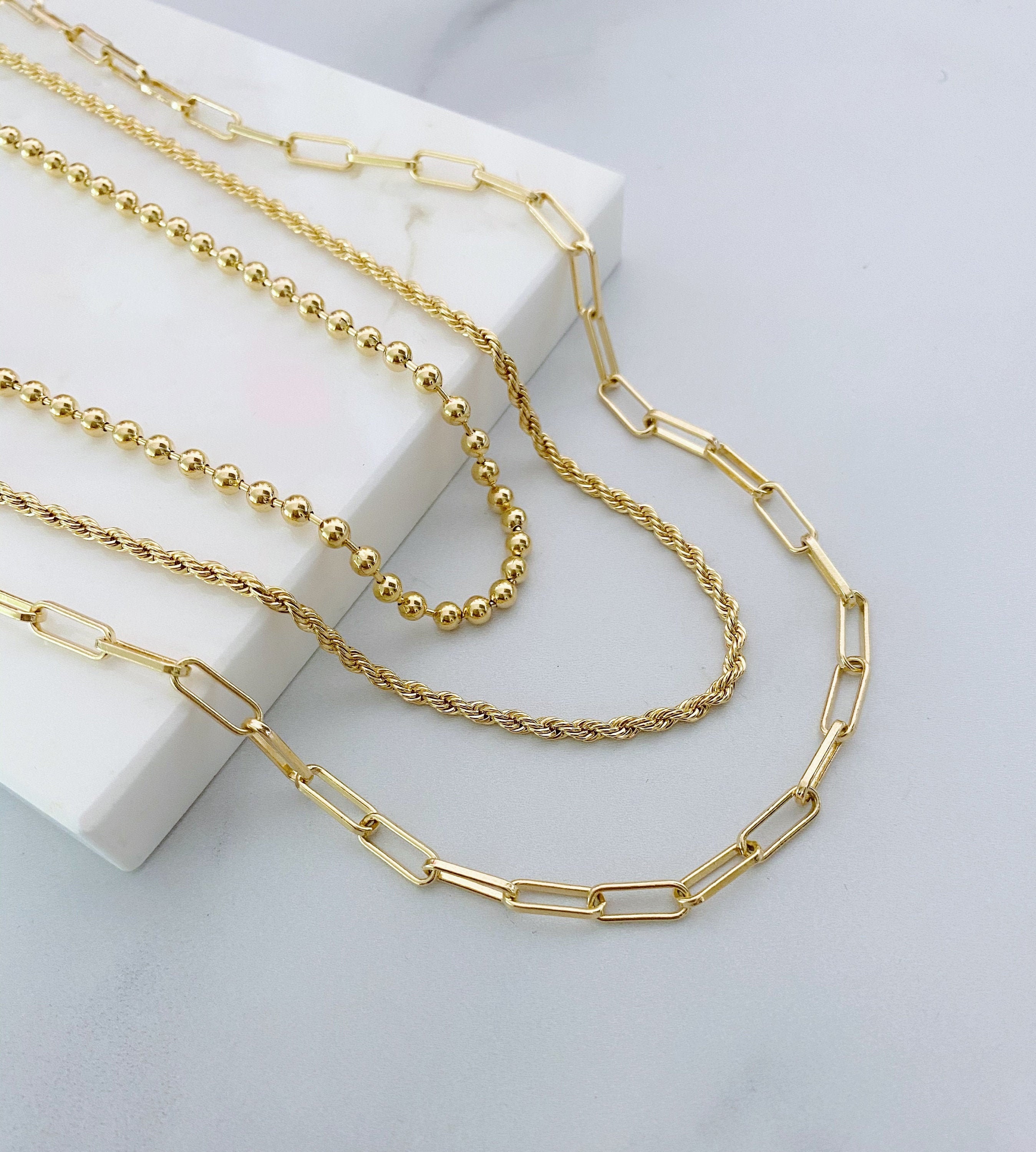 Layering Necklace Set Paper Clip Necklace Gold Ball | Etsy